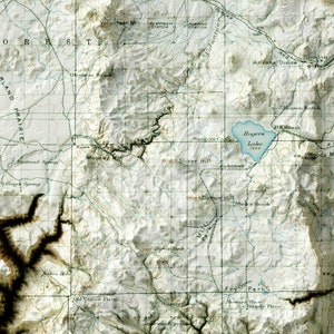 Flagstaff Arizona Map Detailed Topography Shaded Relief, Vintage Style ...
