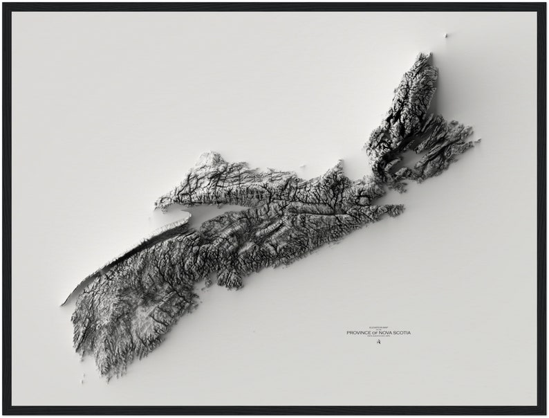 Province of Nova Scotia Elevation Map Wall Art Print - Etsy