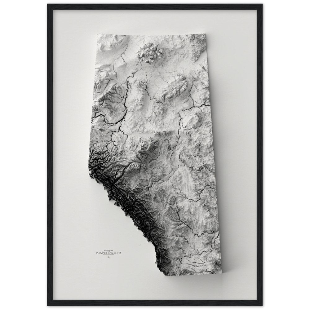 Province of Alberta Elevation Map Wall Art Print Topographic - Etsy
