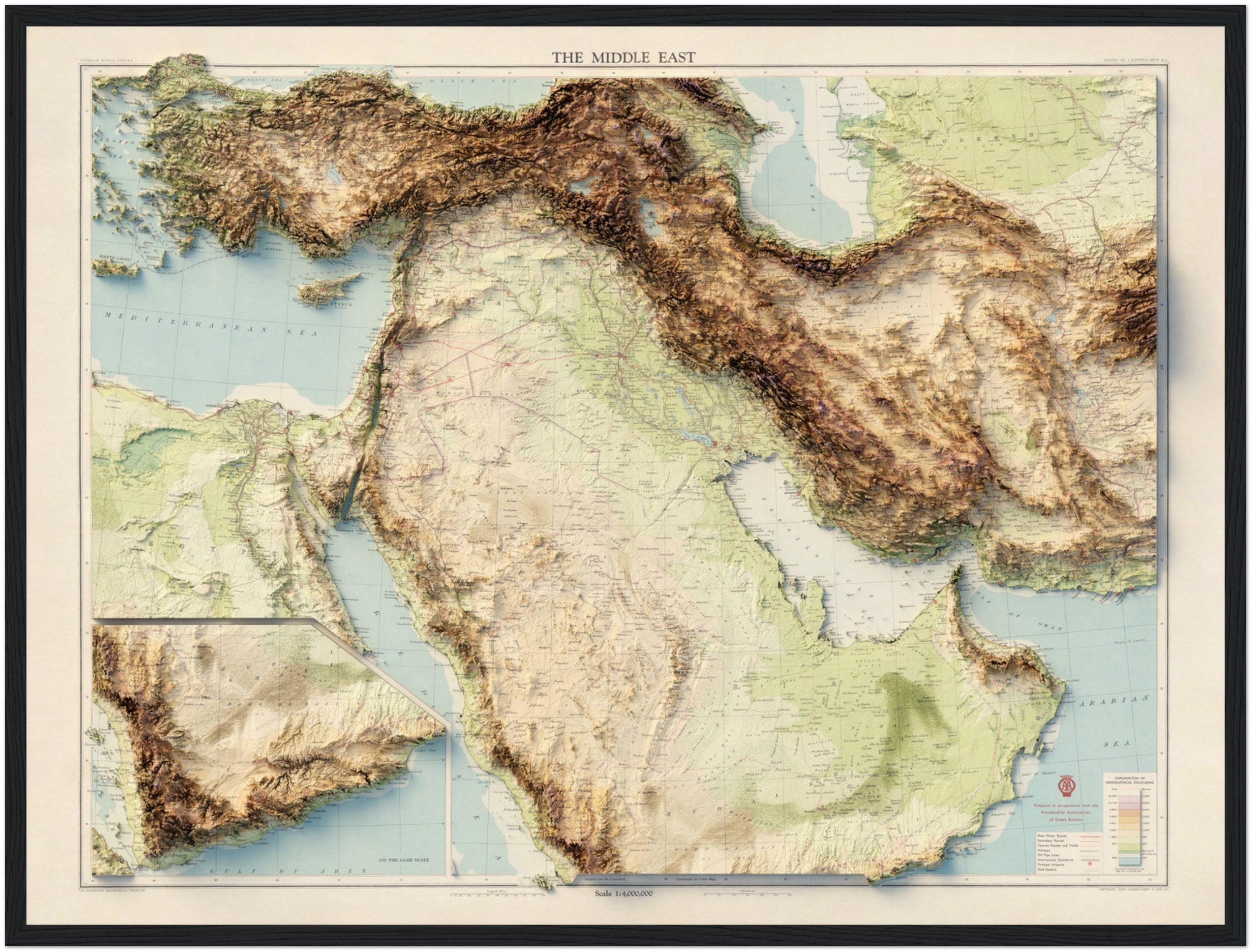 Map of the Middle East Topography 3D Rendered 2D Poster - Etsy