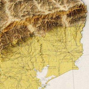 Texas Geology Map Topographical Relief Wall Art Poster, Unique Home ...