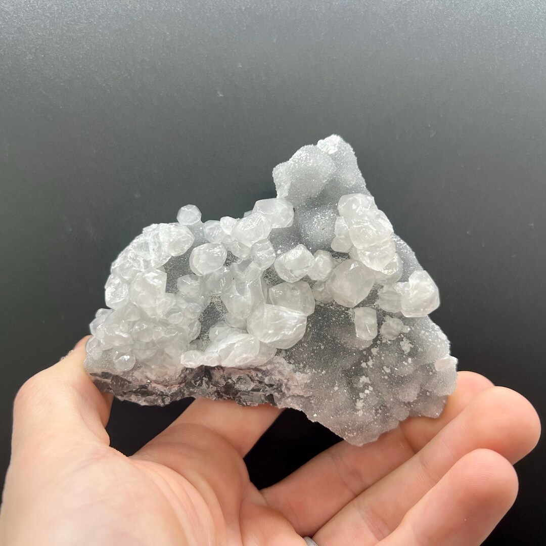 271g Natural Diamond Fluorescent Calcite, With Green Fluorite Covered ...