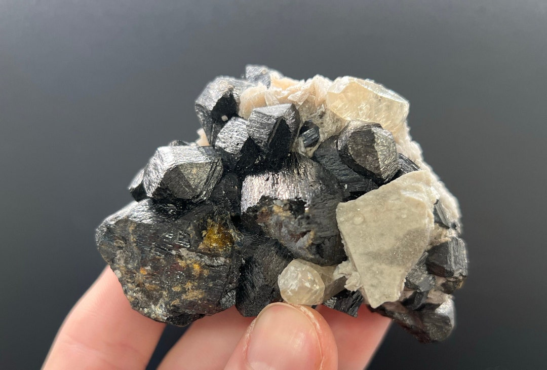 236.9g Rare Black Sphalerite With Calcite and Dolomite on Matrix From ...