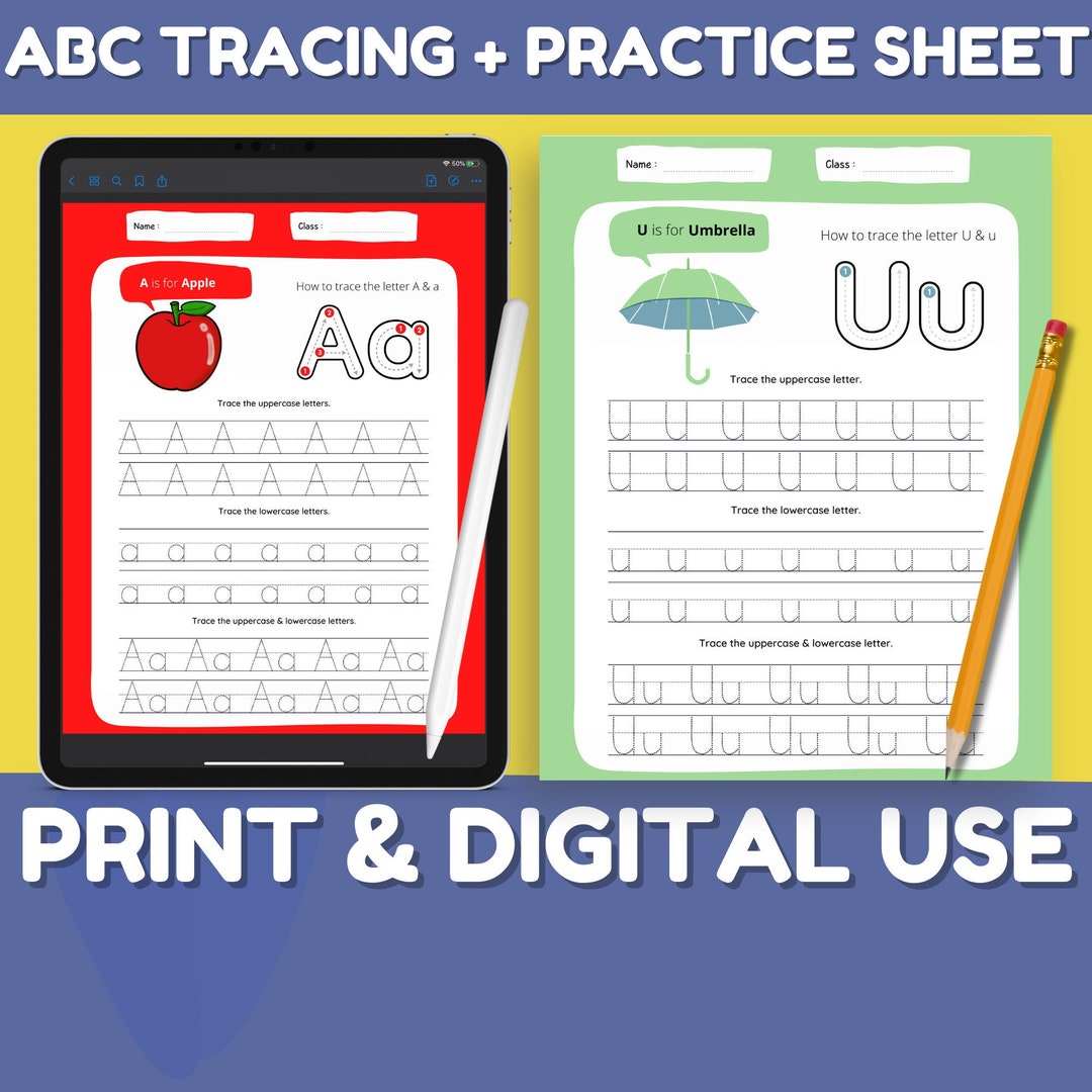 ABC Letter Tracing Worksheets Alphabet Tracing Letters Printable or ...