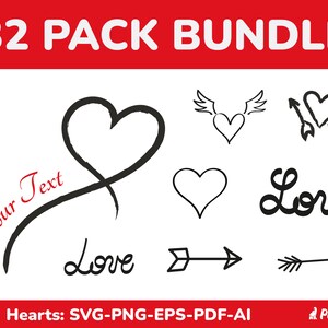 Doodle Herzen SVG Bundle, Herz SVG Bundle, Valentine Svg Bundle, Valentinstag Herzen ...