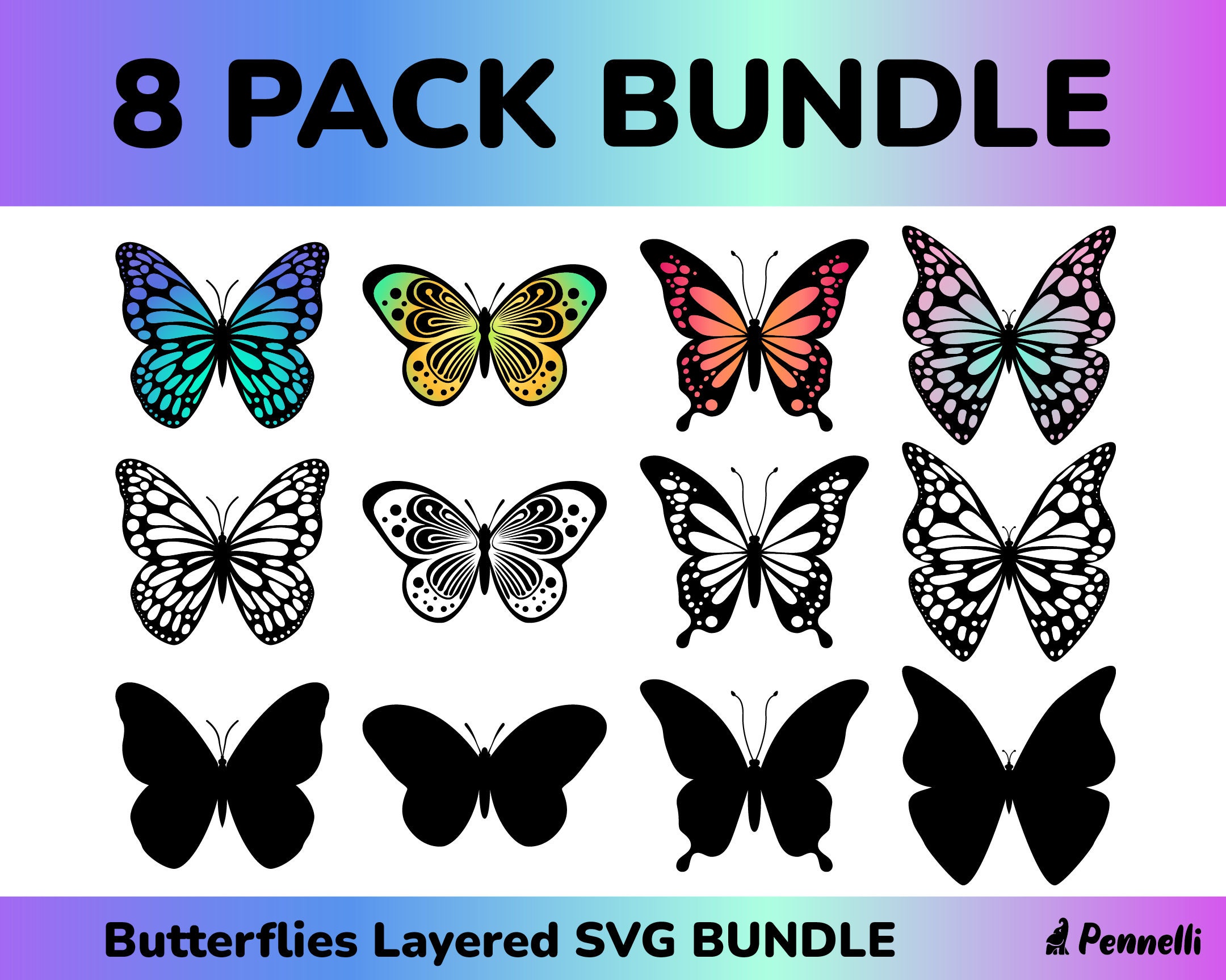 Layered Butterfly SVG Bundle, Butterfly SVG, Butterfly Silhouette, DIY ...