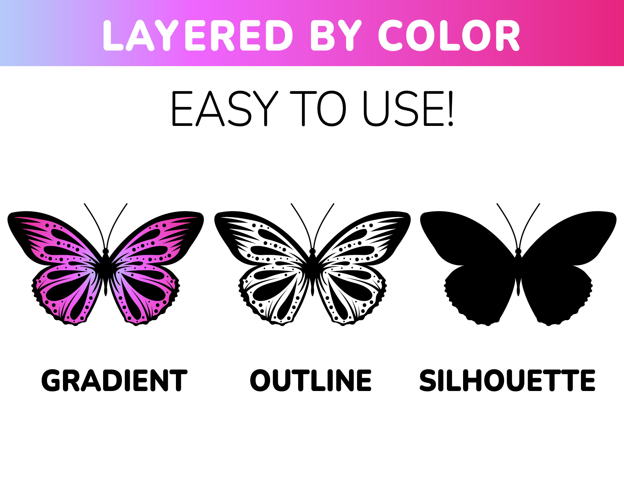 Layered Butterfly SVG, Butterfly SVG, Butterfly Silhouette, DIY ...