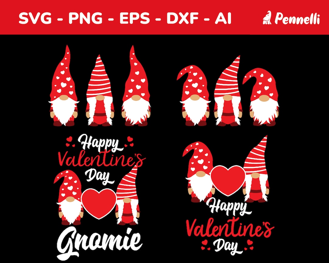 Valentine Gnomes SVG Bundle, Valentine Gnome SVG Instant Download ...