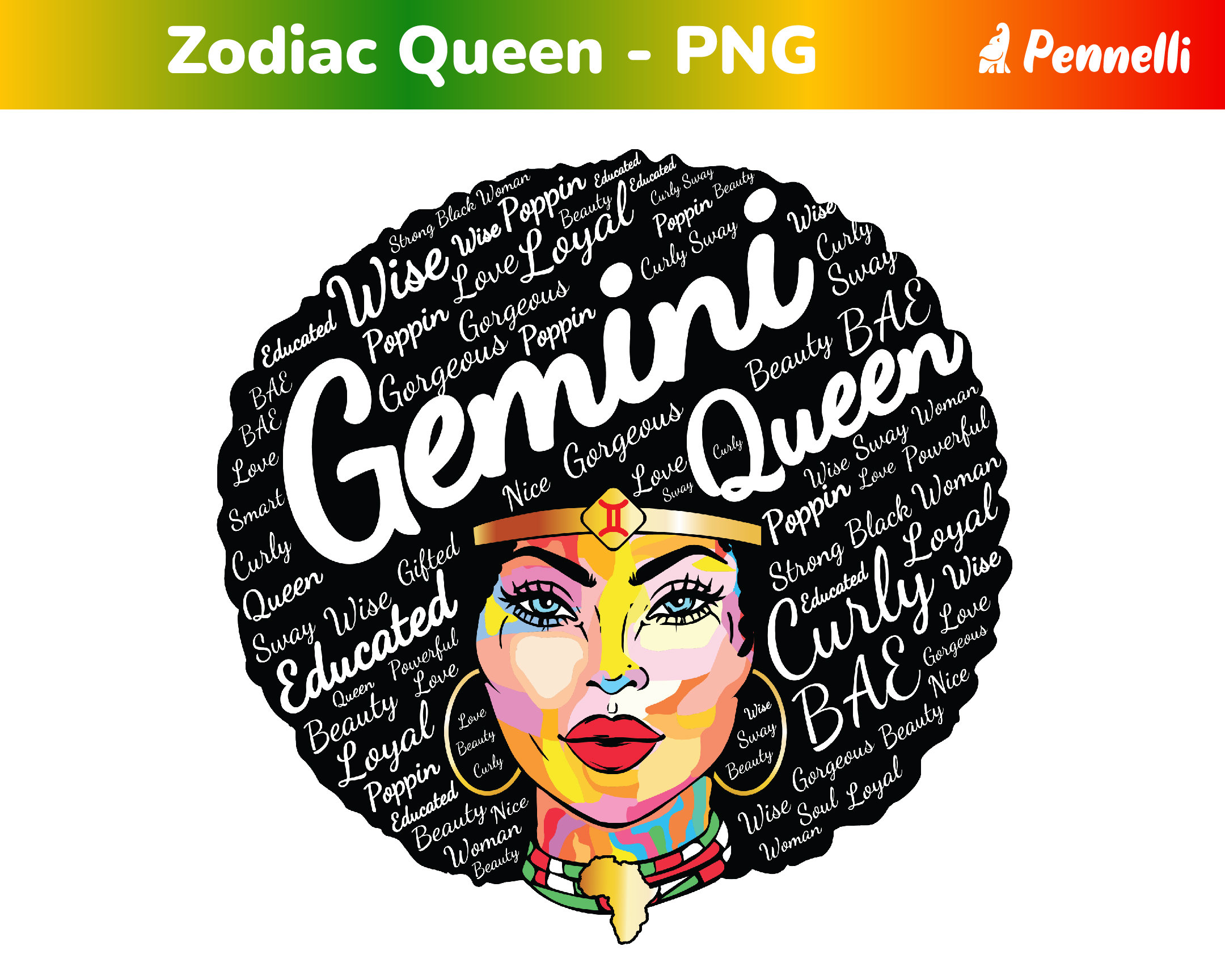 Gemini Queen PNG, Black Girl Natural Hair, Melanin, Black Woman, Afro Queen, Afro Lady Woman ...