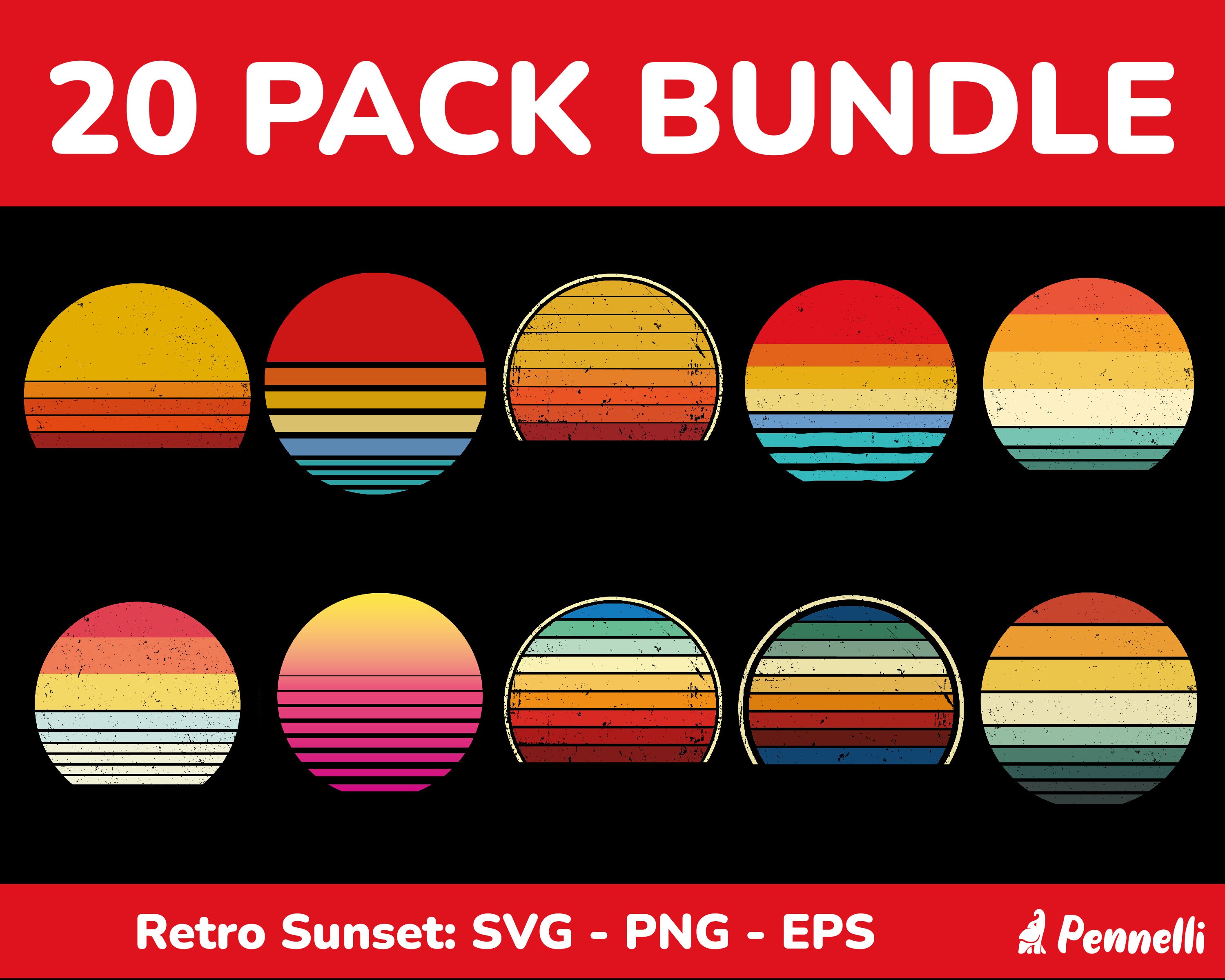 Retro Sunset SVG Bundle, 80s Sunset SVG, Instant Download Retro Svg ...