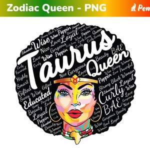 Taurus Queen PNG, Black Girl Natural Hair, Melanin, Black Woman, Afro ...