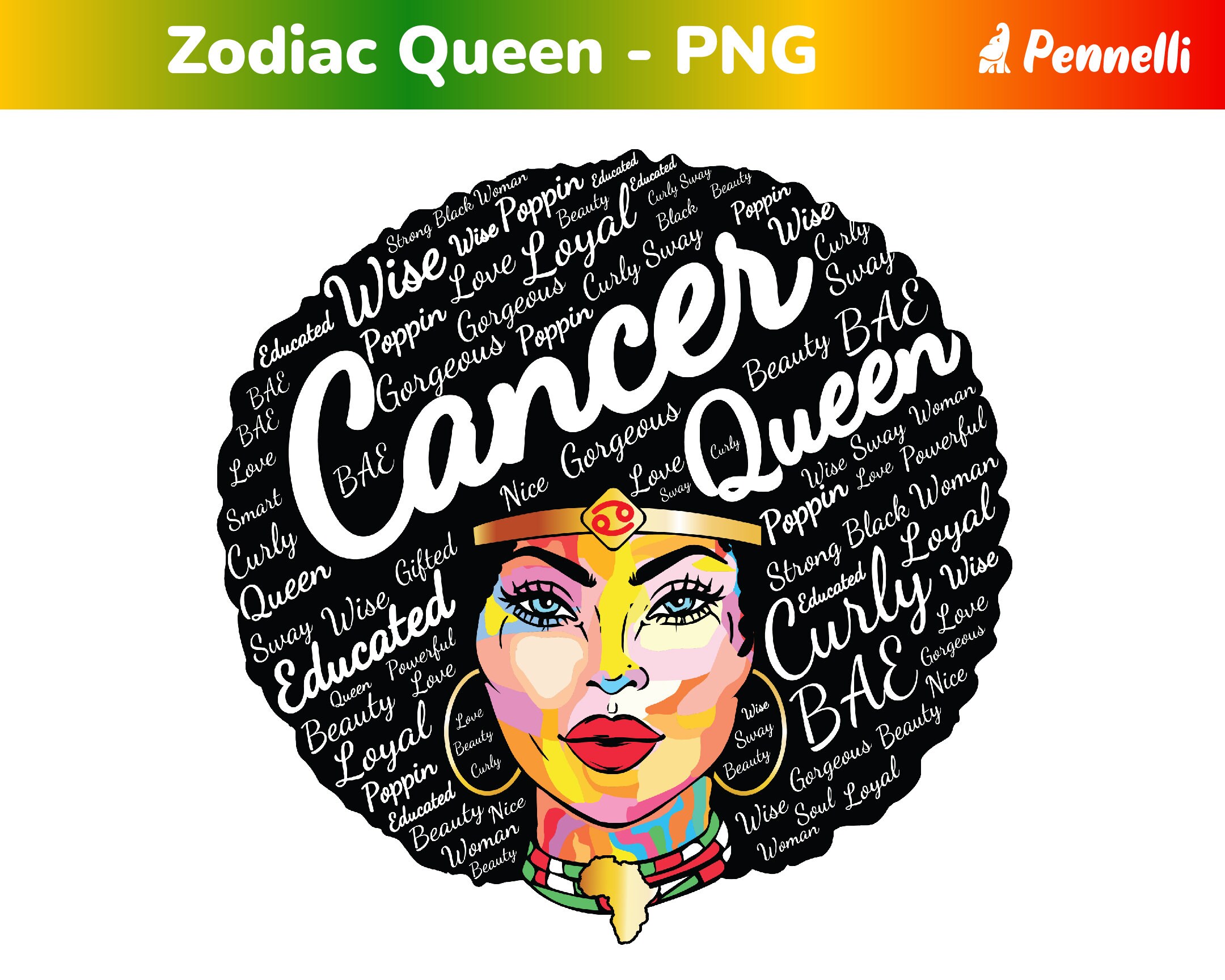 Cancer Queen PNG, Black Girl Natural Hair, Melanin, Black Woman, Afro ...
