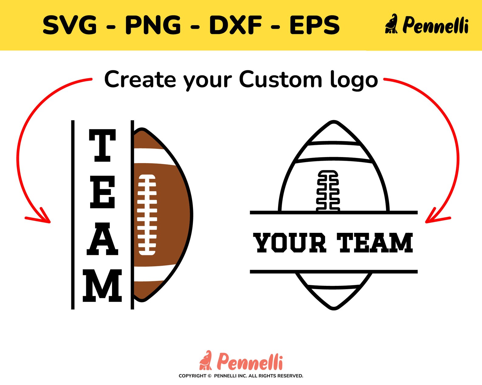 Football SVG, Football Team SVG, Football Monogram SVG, Split Monogram ...