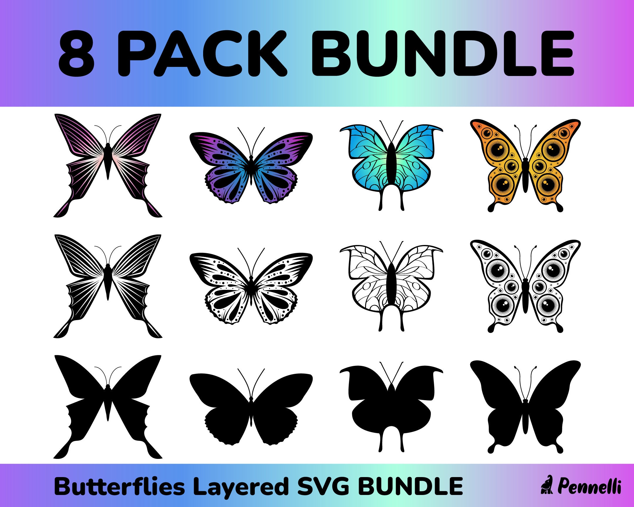 Layered Butterfly SVG Bundle, Butterfly SVG, Butterfly Silhouette, DIY ...