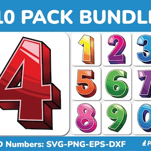 Numbers SVG Bundle, High Quality Number Clip Art Bundle Vector ...