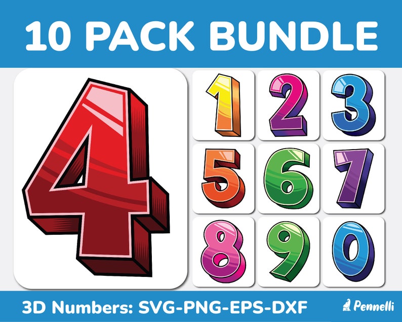 Numbers SVG Bundle, High Quality Number Clip Art Bundle Vector ...
