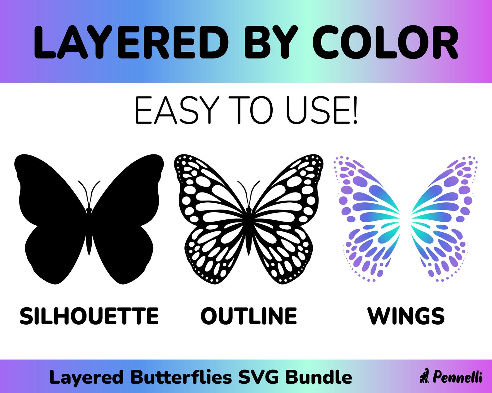 Layered Butterfly SVG Bundle, Butterfly SVG, Butterfly Silhouette, DIY ...