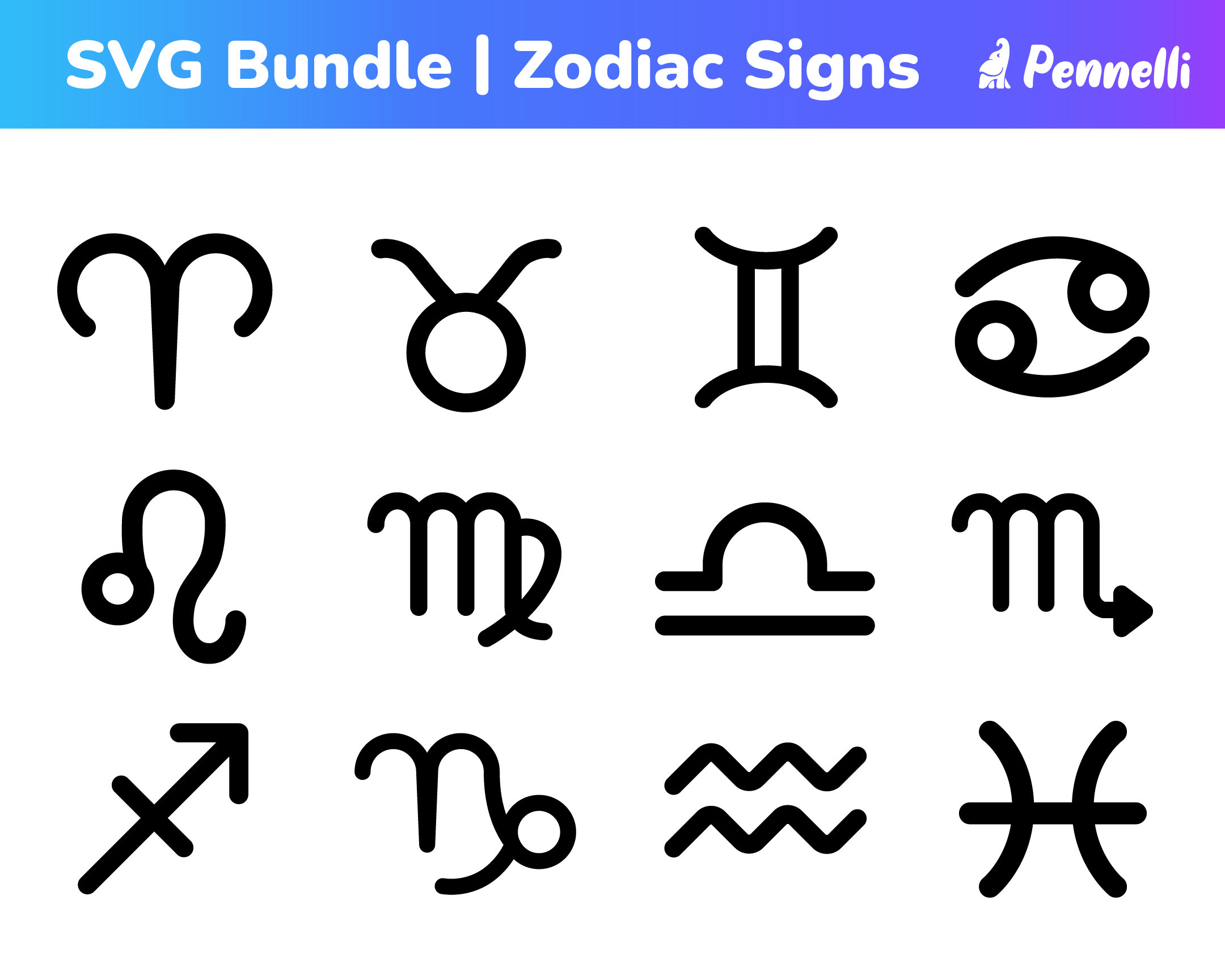 Zodiac SVG, Zodiac Graphics, Zodiac Sign Svg Bundle, Png, Stars and ...