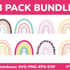 Rainbow SVG Bundle, Boho Rainbow SVG, Instant Download Rainbow Clipart ...