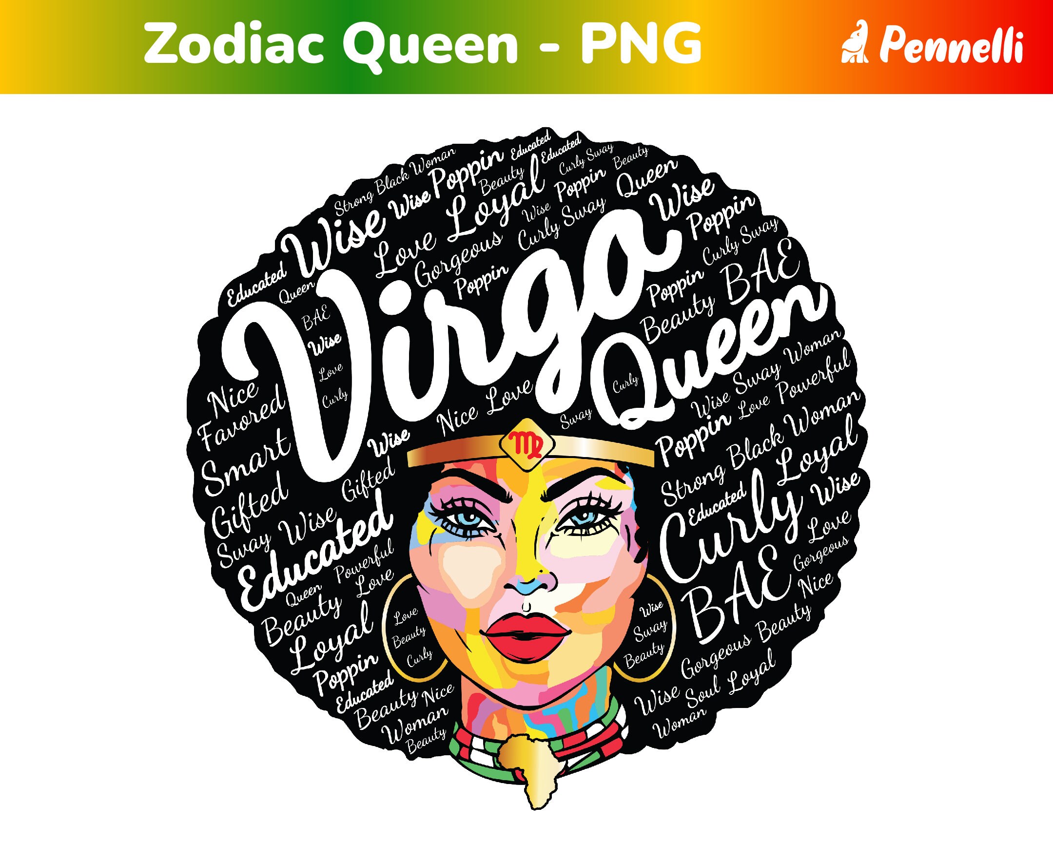Virgo Queen PNG, Black Girl Natural Hair, Melanin, Black Woman, Afro ...