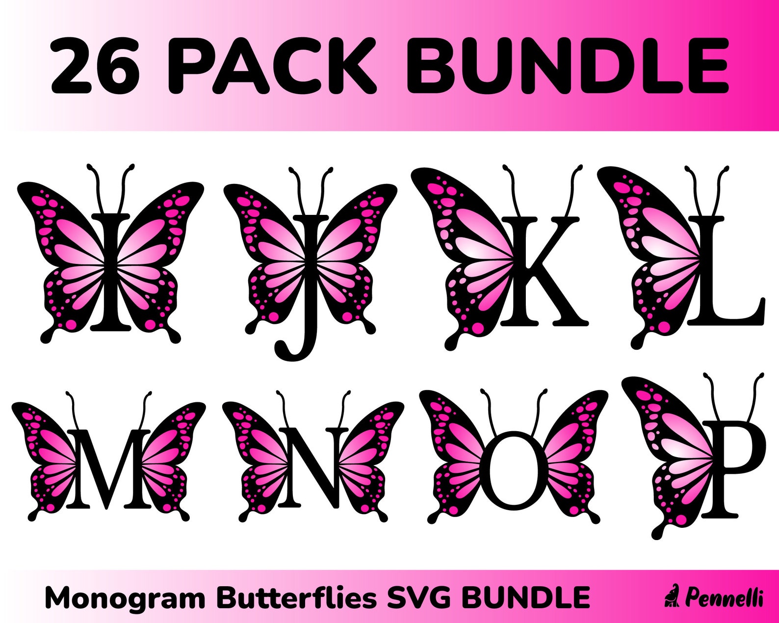 Butterfly SVG Monogram Letters SVG Cut File for Cricut, Silhouette ...