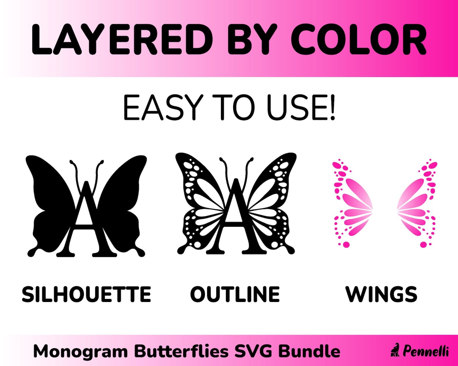 Butterfly SVG Monogram Letters SVG Cut File for Cricut, Silhouette ...