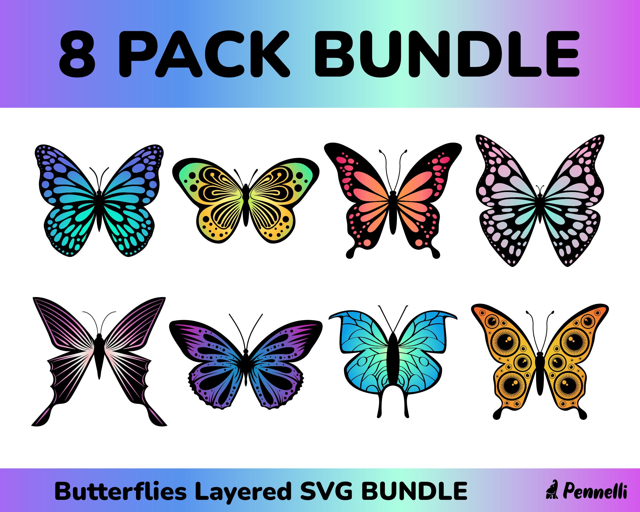 Layered Butterfly SVG Bundle, Butterfly SVG, Butterfly Silhouette, DIY ...