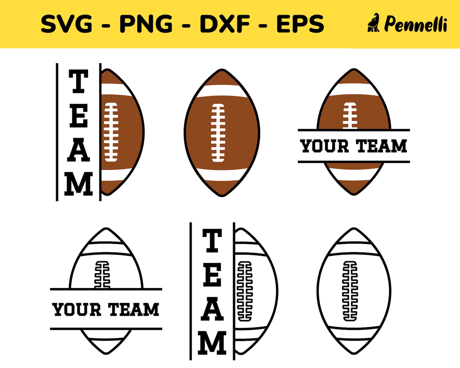 Football SVG, Football Team SVG, Football Monogram SVG, Split Monogram ...