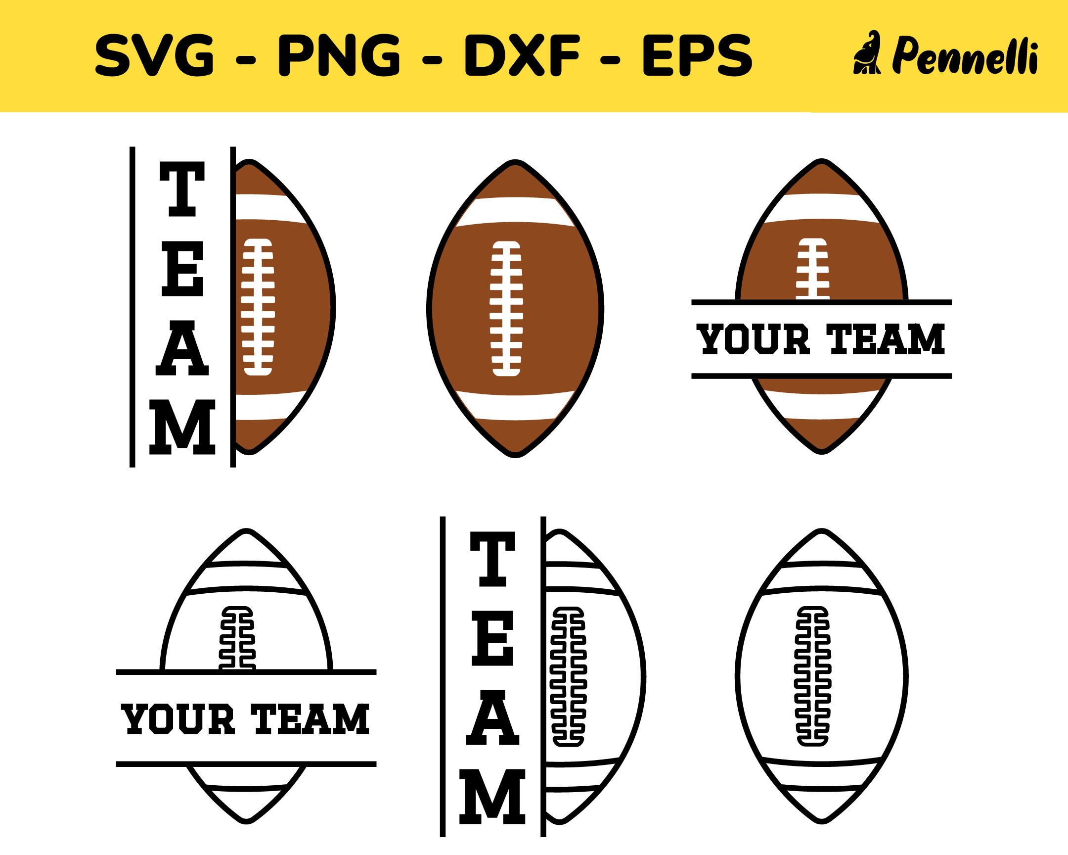 Football SVG, Football Team SVG, Football Monogram SVG, Split Monogram ...