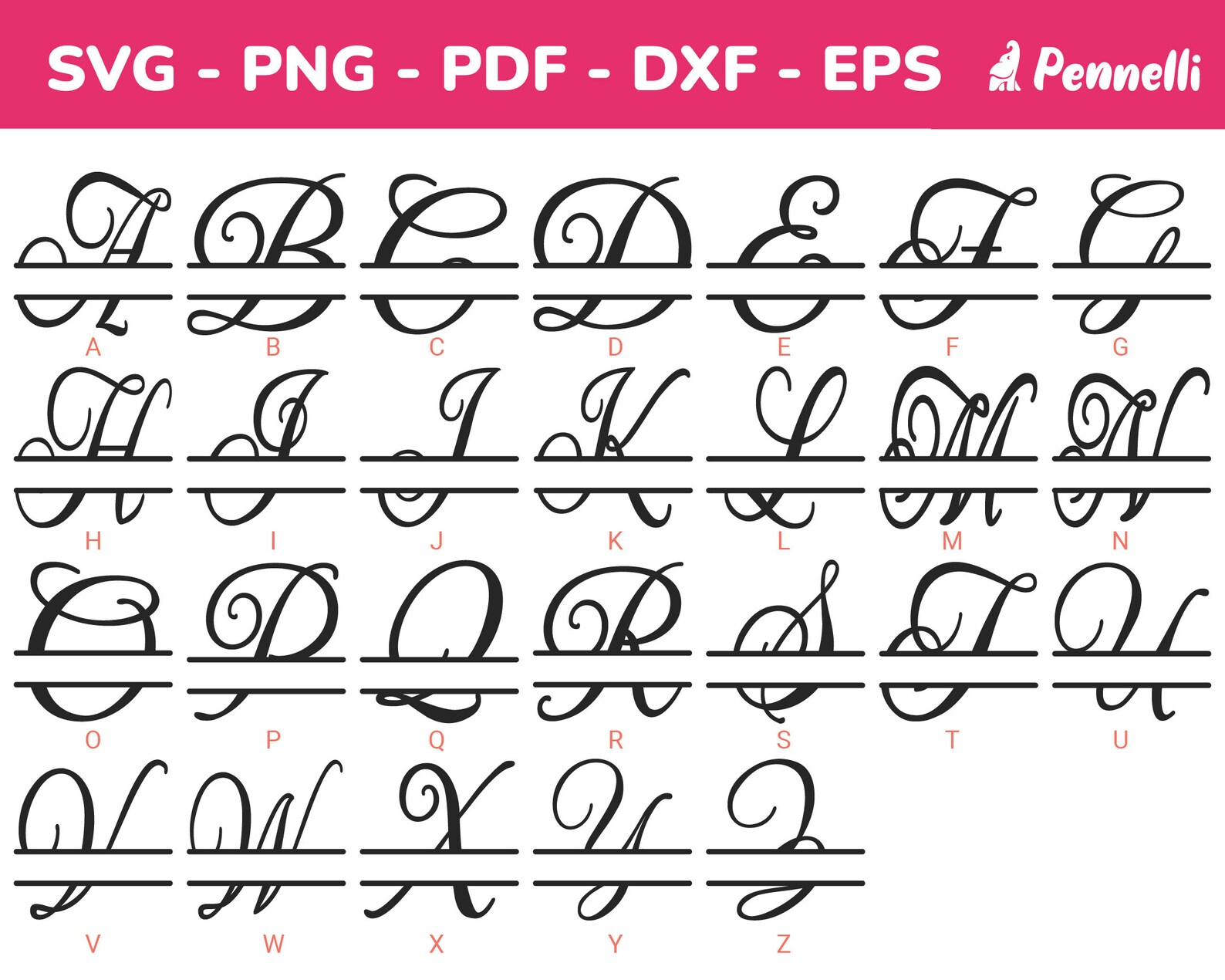 Split Monogram SVG, Monogram Letters Svg, Split Monogram Alphabet Svg ...