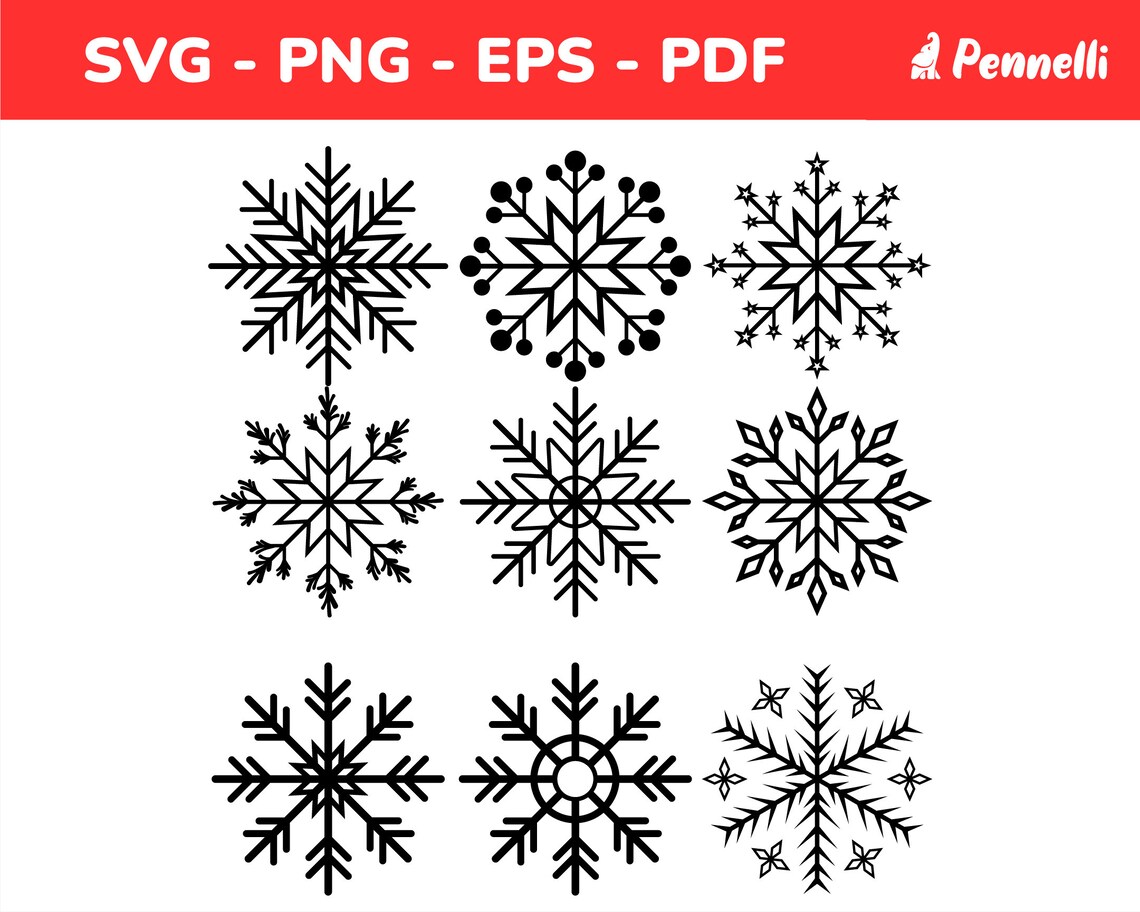 High Quality Snowflakes SVG File, Clip Art Christmas Bundle Vector ...