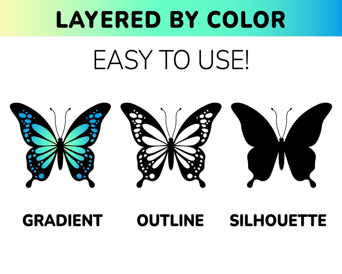 Butterfly SVG, Layered Butterfly SVG, Butterfly Silhouette, DIY ...