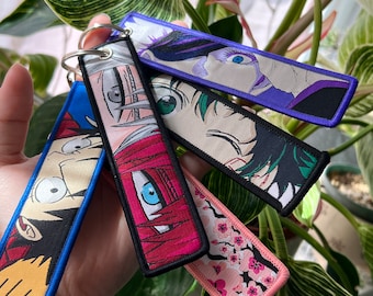 Anime Embroidered Jet Tag Keychain - Etsy