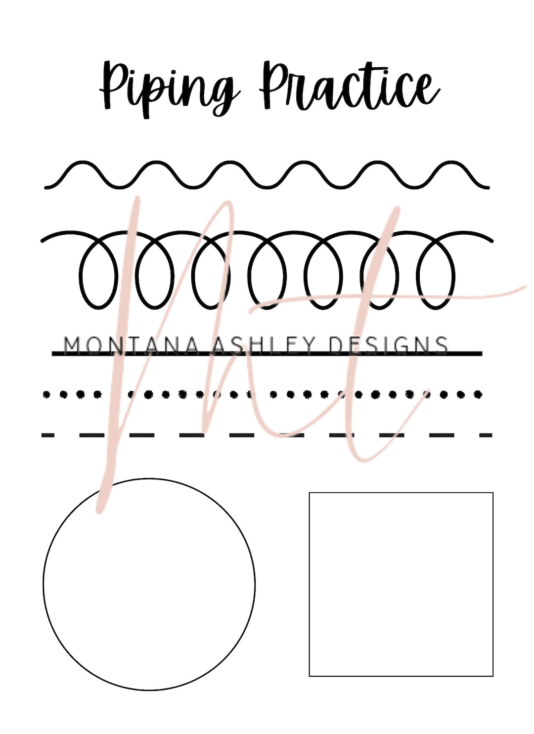 Piping Practice Sheet - Etsy