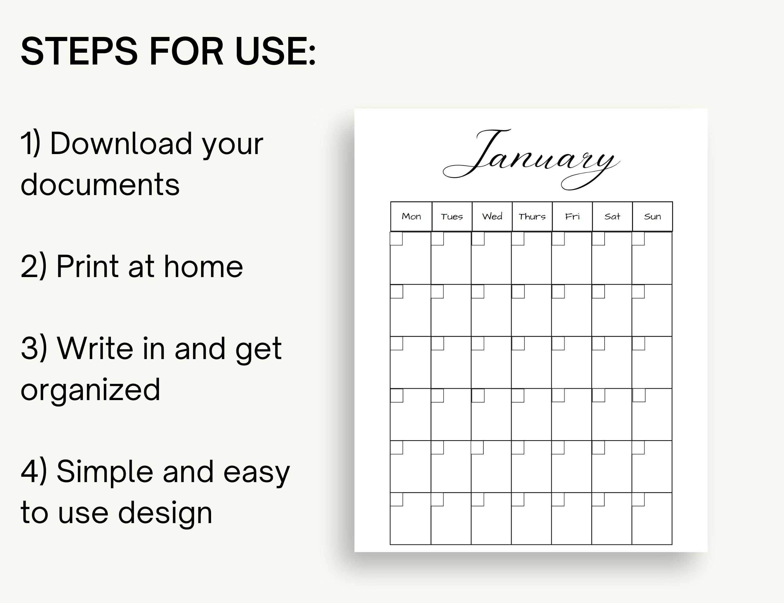 Month at a Glancepdf-monthly Tracker ,minimalist, Black and White ...
