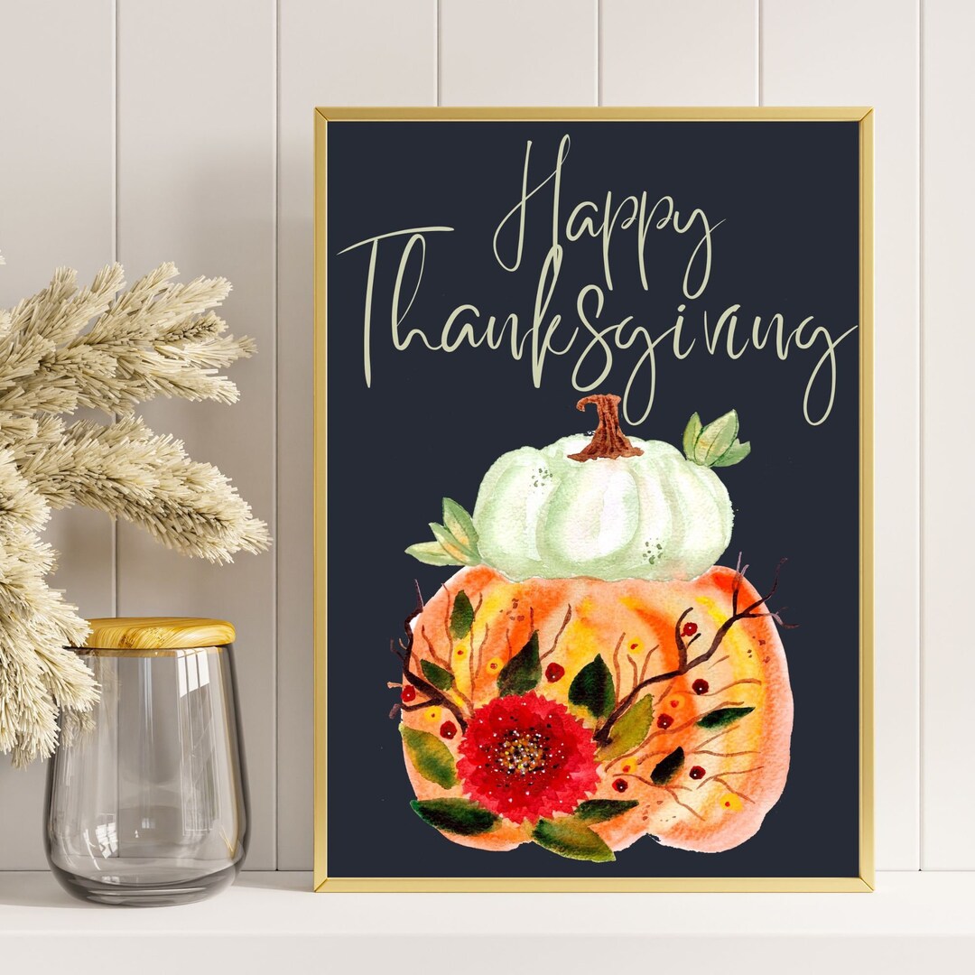 Thanksgiving Print, Happy Thanksgiving Printable for Instant Download ...