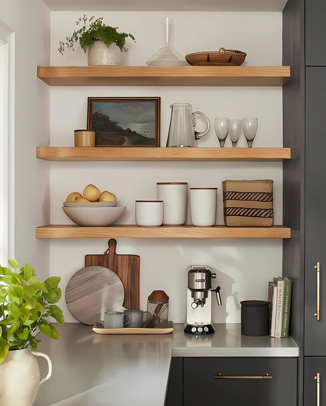 Modern Wood Floating Shelf for Kitchen and Livingroom,decorative Wall ...