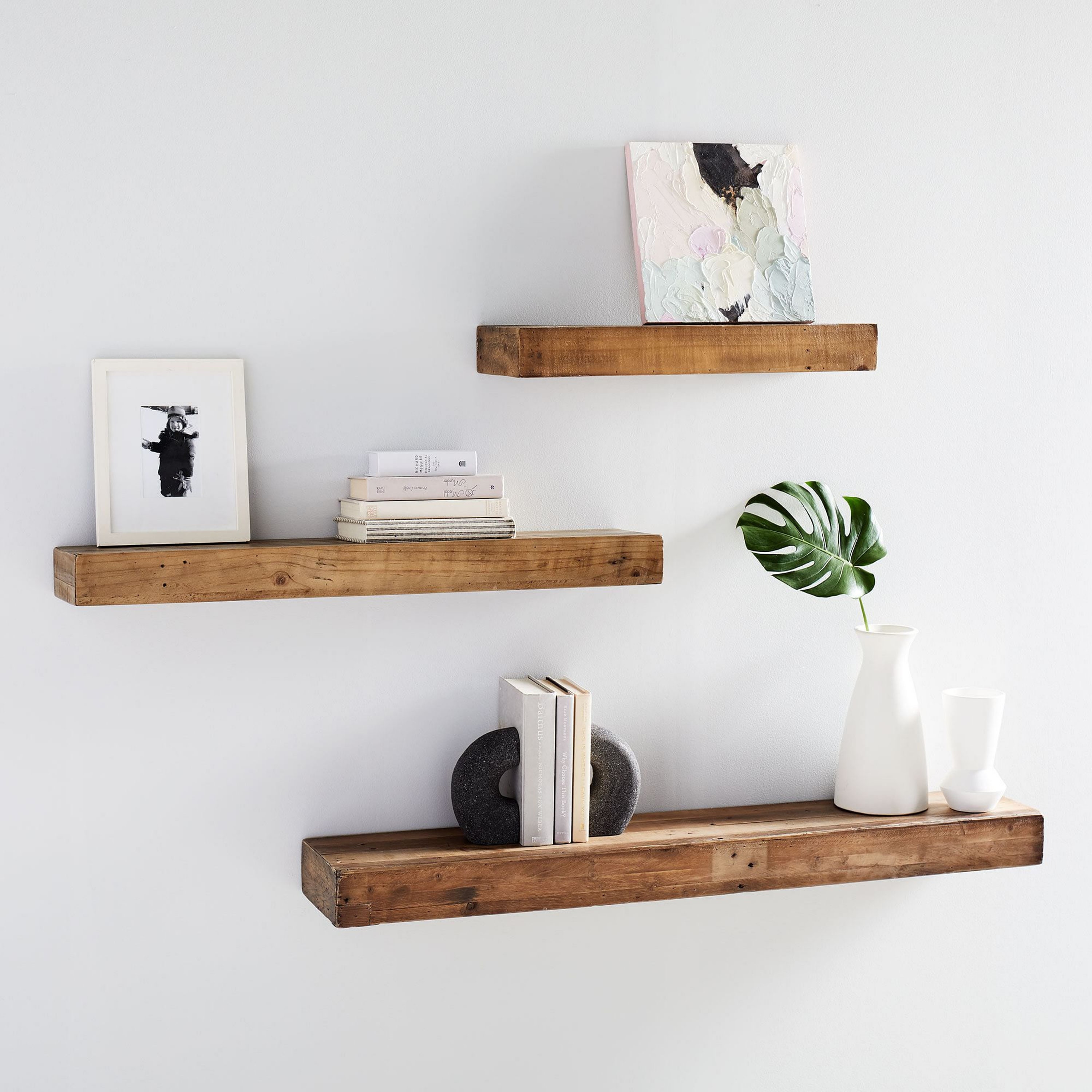 Natural Wood Floating Shelf Decorative Wall Shelves Wooden Floating ...