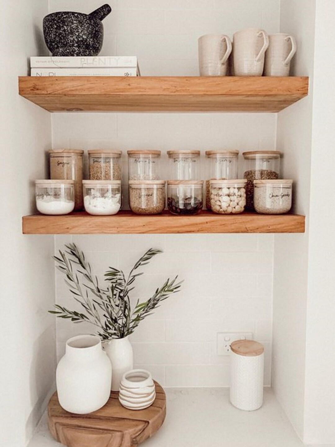 Natural Wood Floating Shelf Decorative Wall Shelves Wooden Floating ...