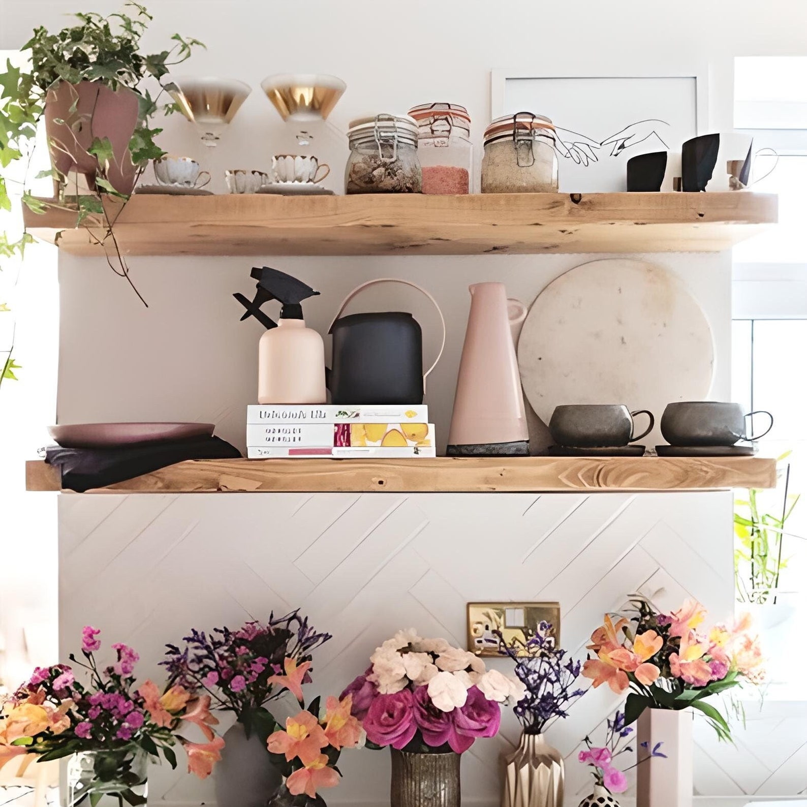 Modern Wood Floating Shelf for Kitchen and Livingroom,decorative Wall ...