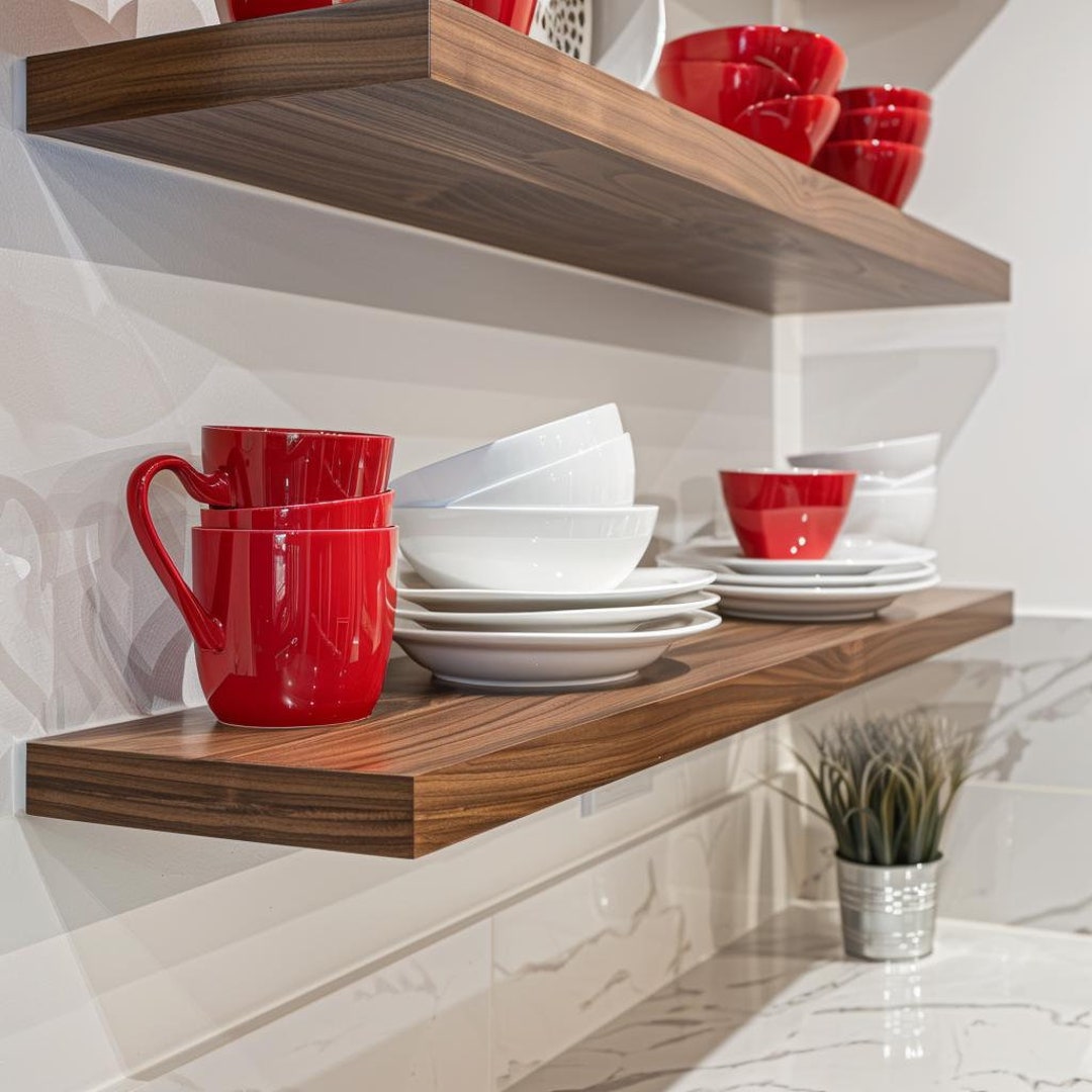Natural Wood Floating Shelf Decorative Wall Shelves Wooden Floating ...