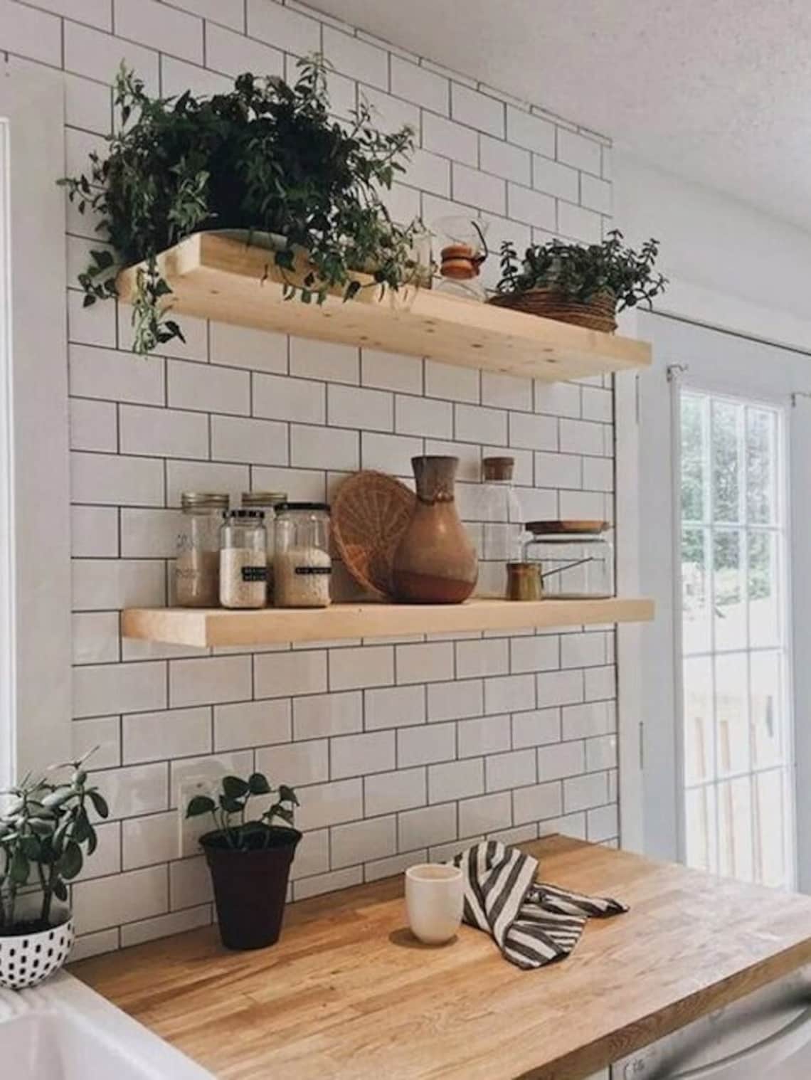Modern Wood Floating Shelf for Kitchen and - Etsy UK