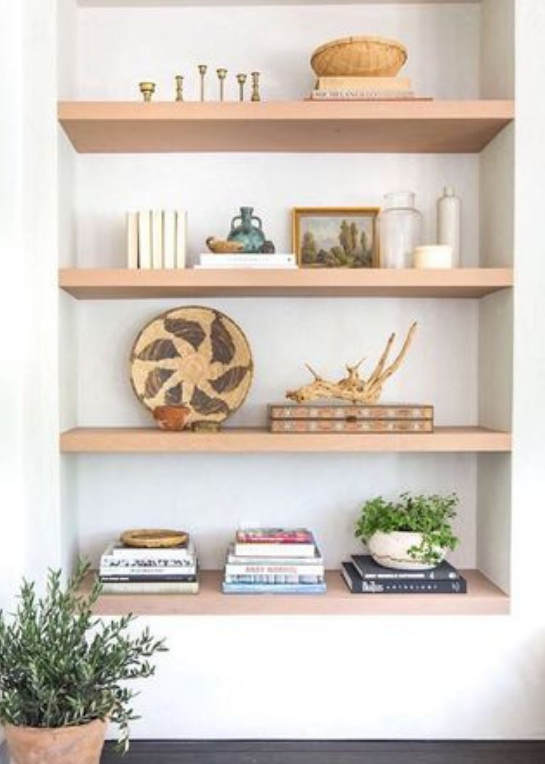 Natural Wood Floating Shelf Decorative Wall Shelves Wooden Floating ...