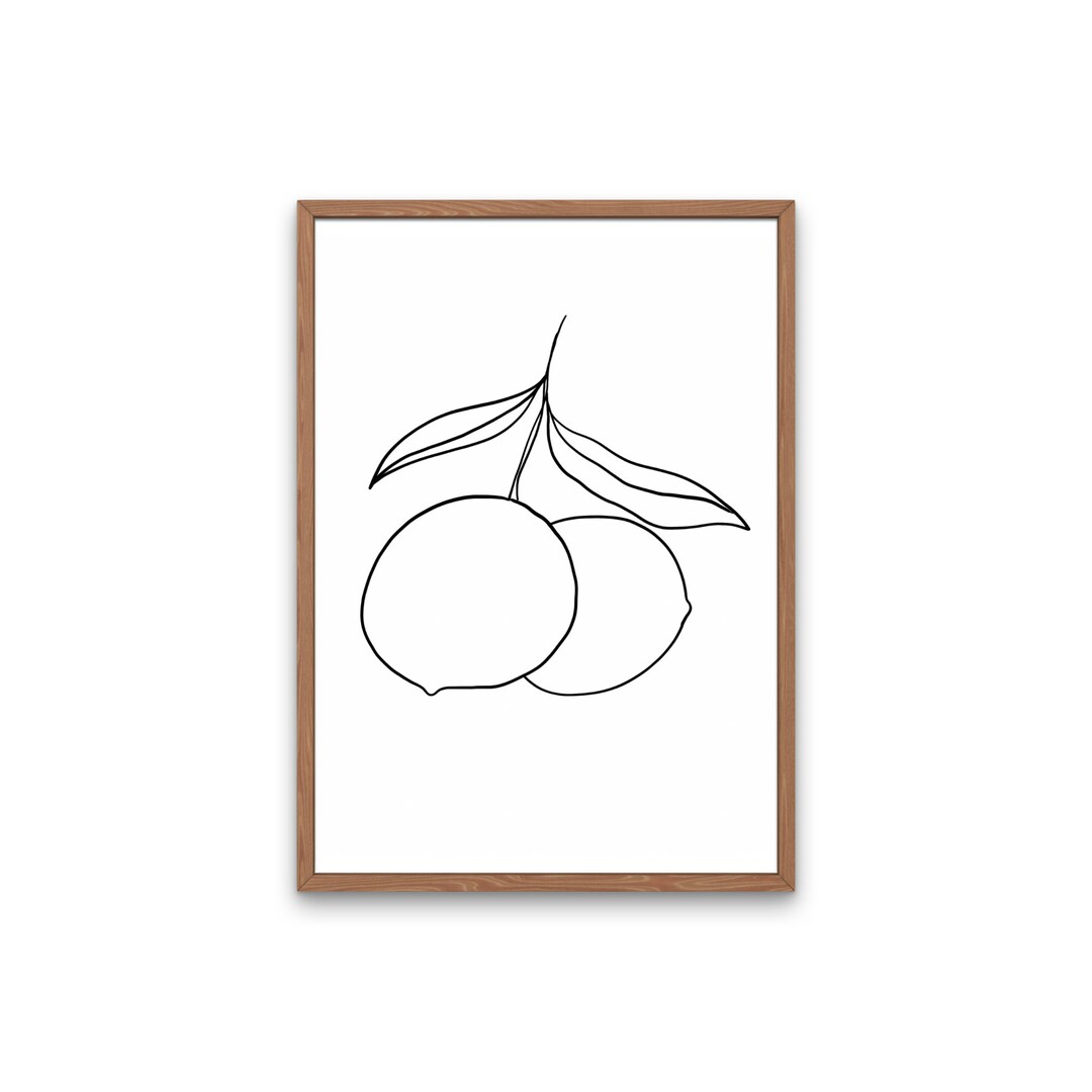 Minimal Line Drawing Art, Minimalist One Line Wall Home Decor, Fruit ...