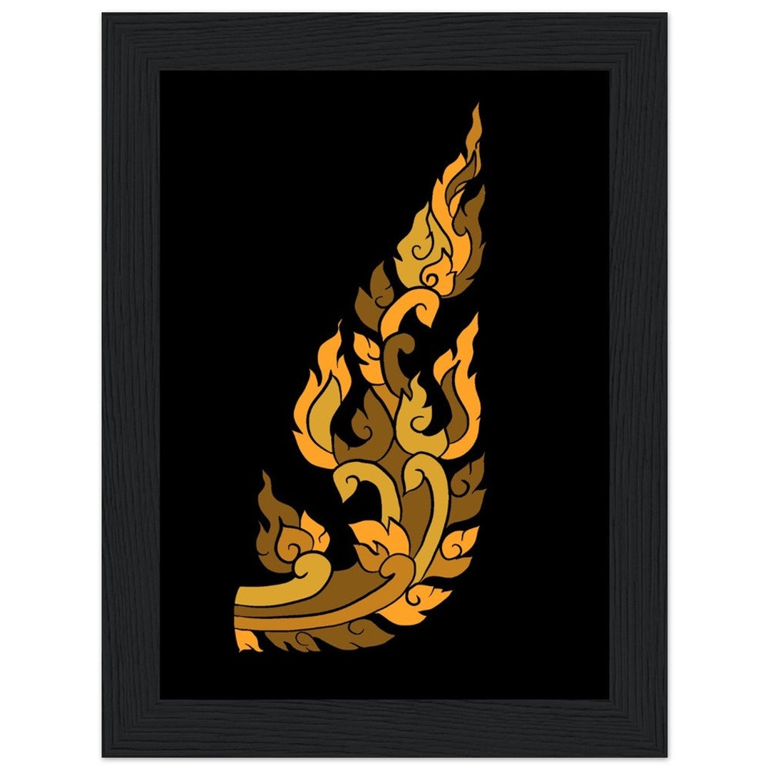 Thai Kanok Art Classic Semi-glossy Paper Wooden Framed Poster Wall Art Thailand Home Decor Print ...
