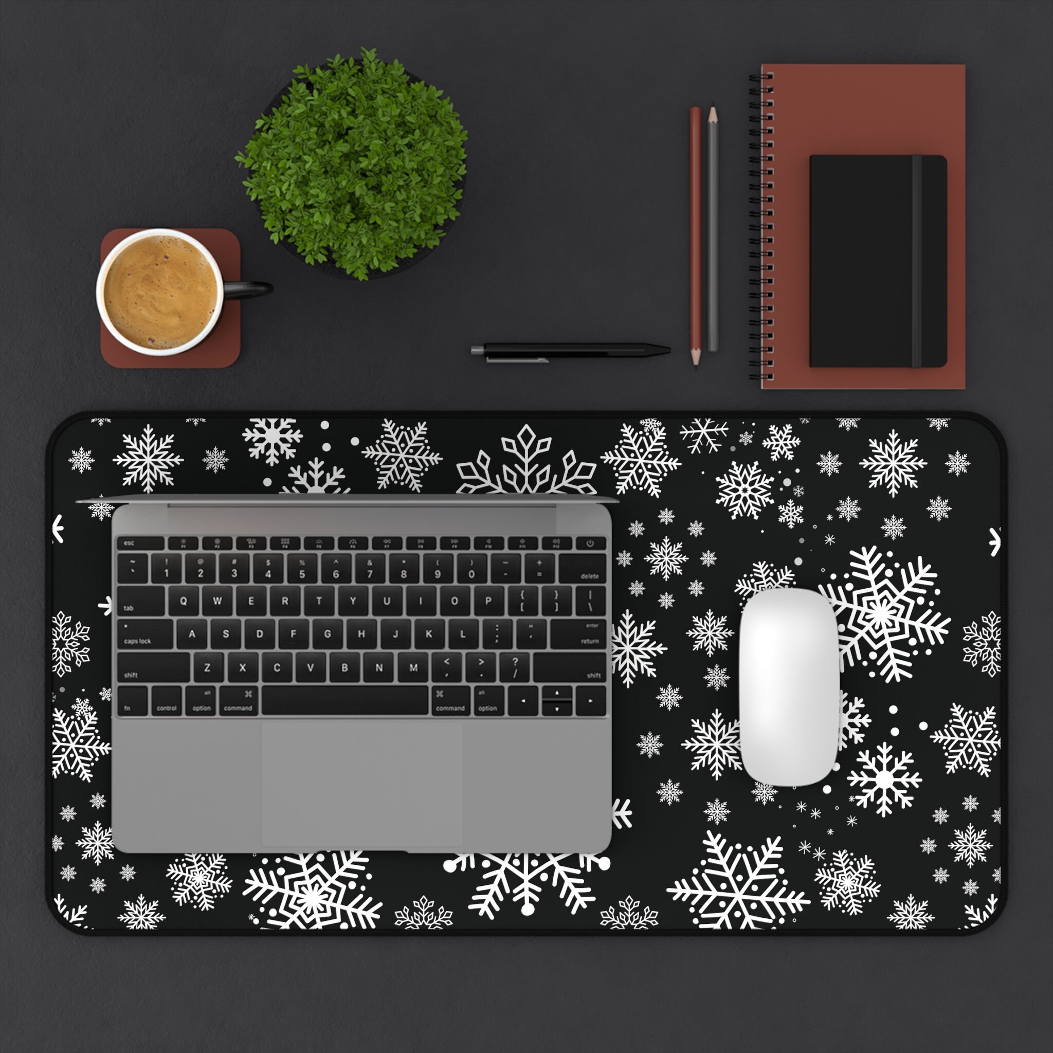 Desk Mat, Office Work Snowflake Pattern, Work From Home, Stylish Winter ...