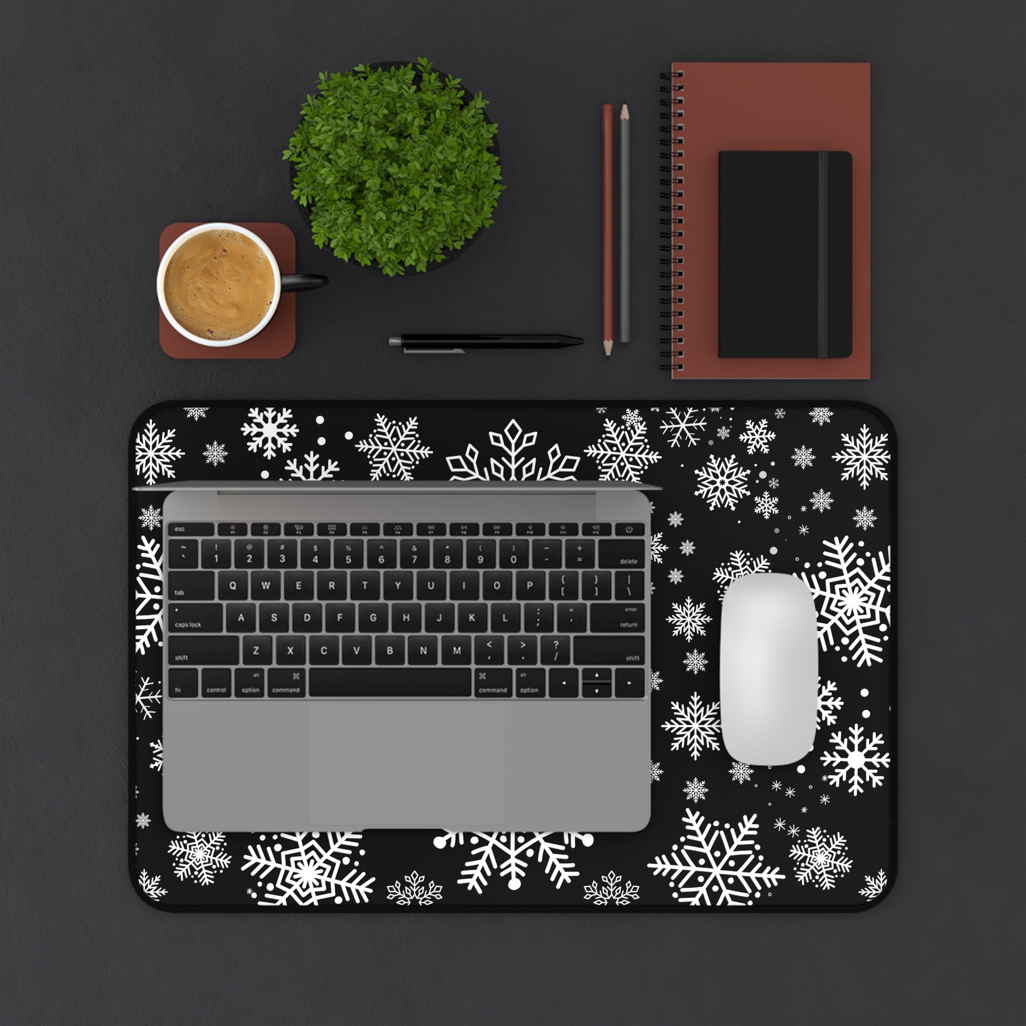 Desk Mat, Office Work Snowflake Pattern, Work From Home, Stylish Winter ...