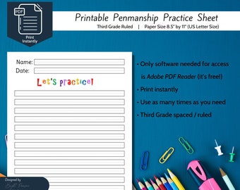 Print Handwriting Practice Third Grade - Etsy