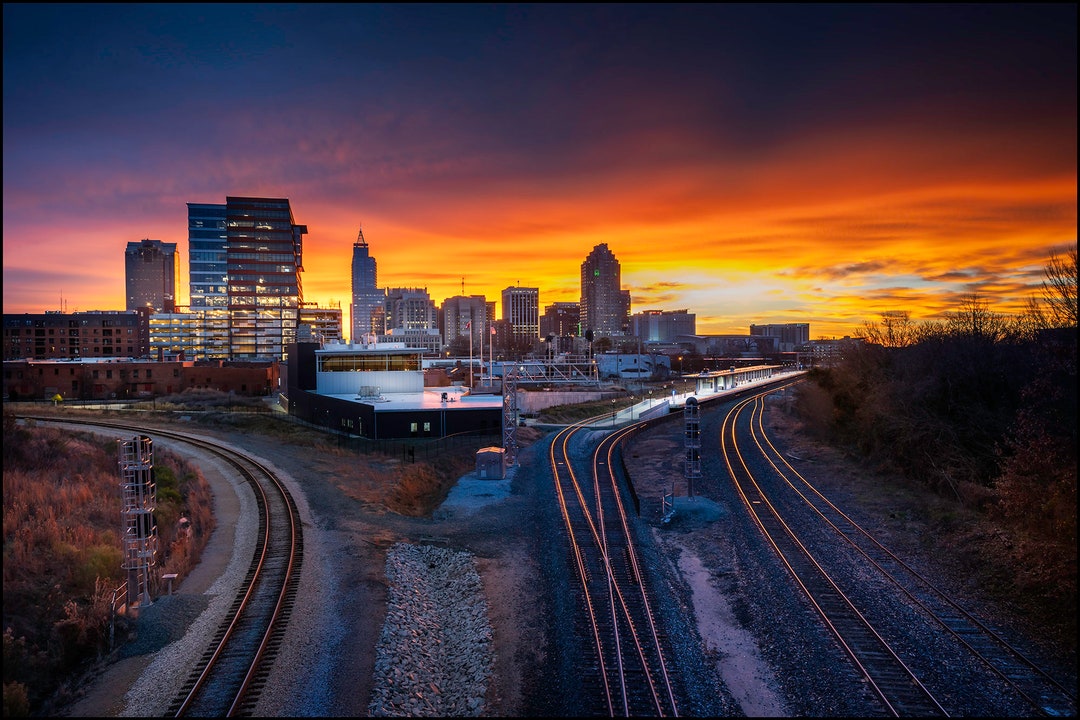 Raleigh Sunrise, Skyline, Amtrak Train, Wall Art, Photography, Fine Art ...