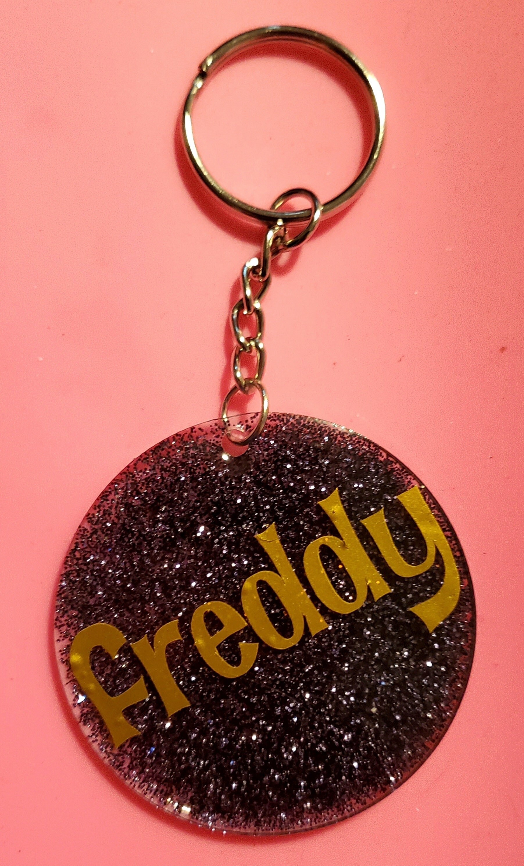 Black and Gold Name Keychain Resin - Etsy